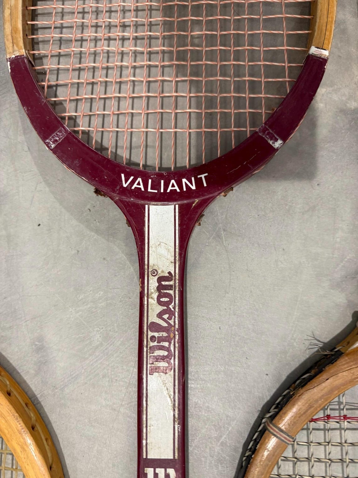 Vintage Set of 4 Maroon Brown White Tennis Rackets | Bundle for Tennis ...