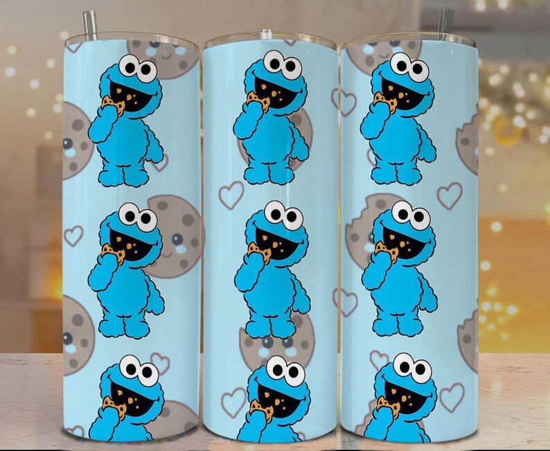 Cookie Monster 20oz Tumbler Wrap – Fun Kids Sublimation Design (digital ...