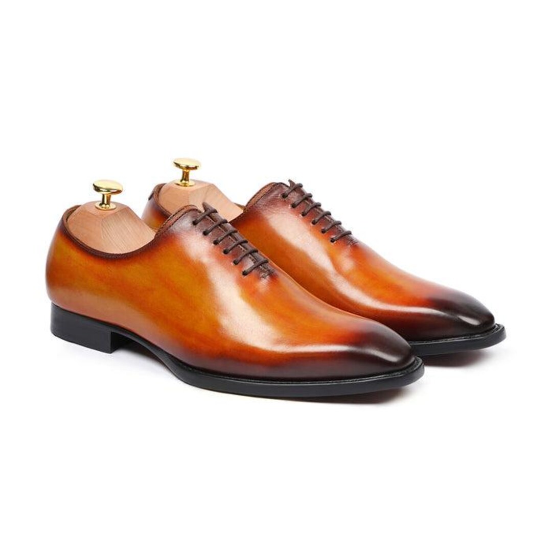 Handmade Patina Oxford Shoes for Men – Leather Dress Shoes – Elegant ...