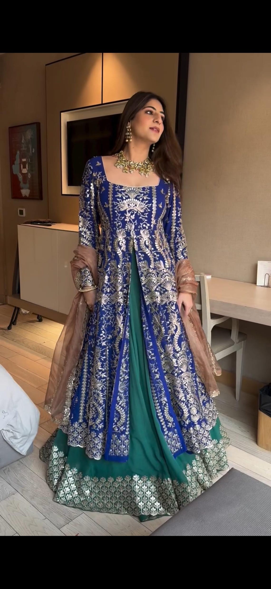 Royal Blue Embroidered Lehenga | Indian Bridal Wedding Dress | Party ...
