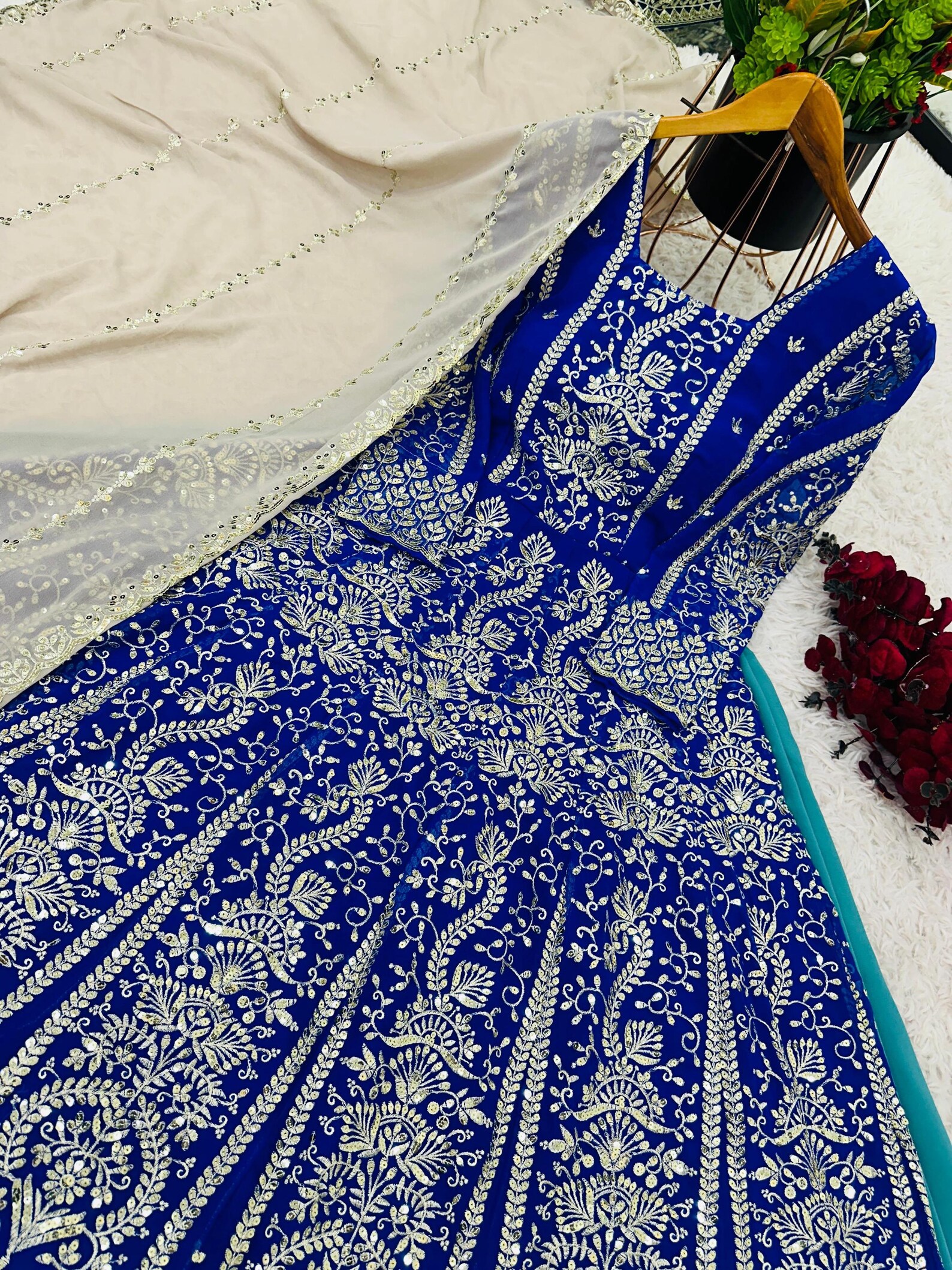 Royal Blue Embroidered Lehenga | Indian Bridal Wedding Dress | Party ...