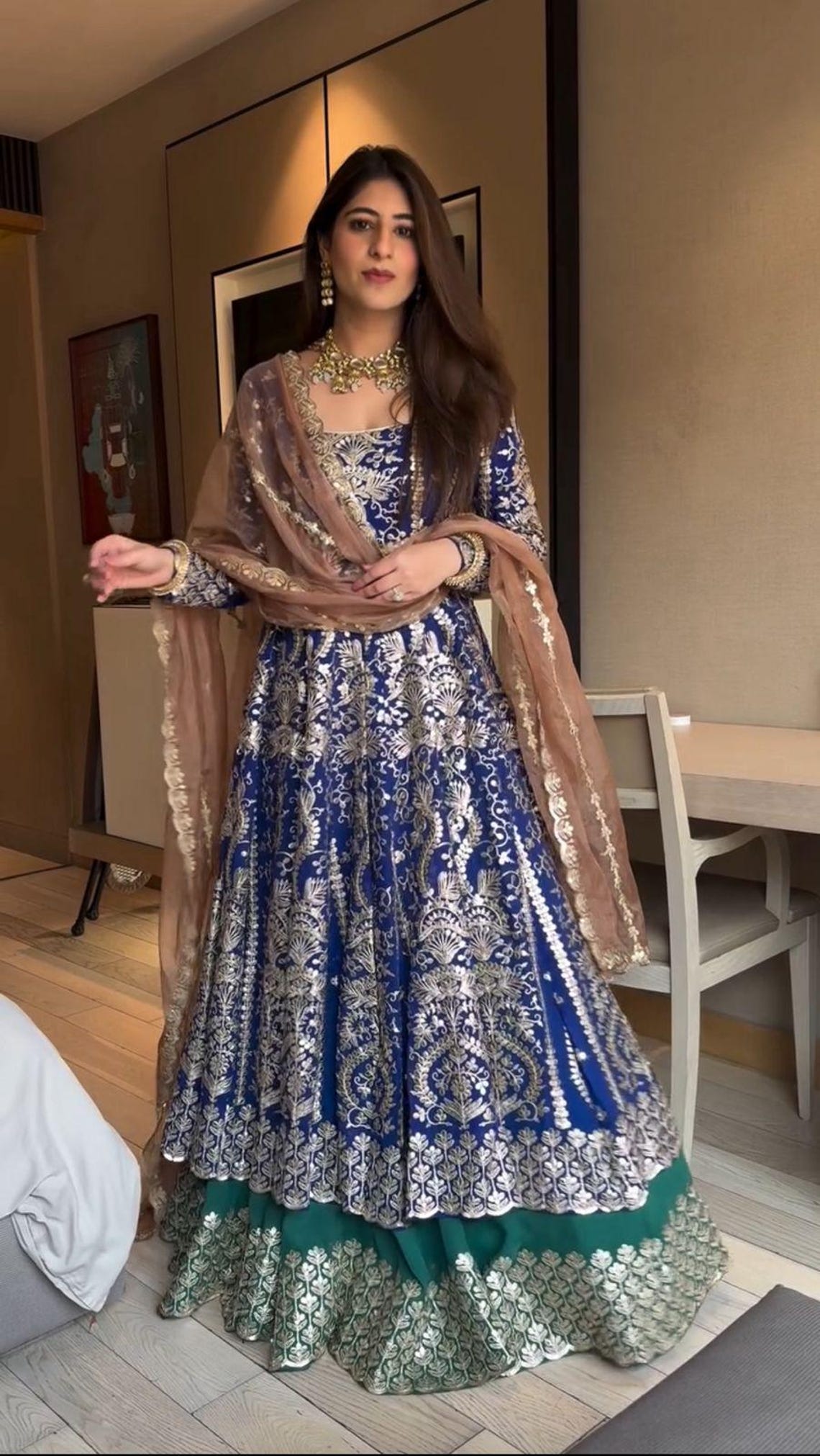 Royal Blue Embroidered Lehenga | Indian Bridal Wedding Dress | Party ...