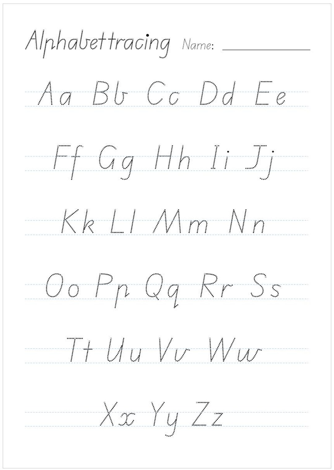 Victorian Modern Cursive A4 Alphabet Dotted Tracing Plain - Etsy