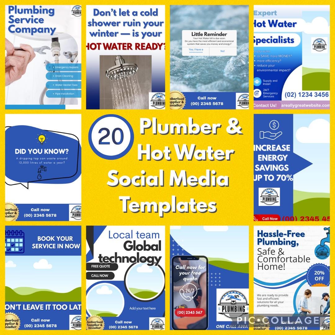20 Plumber Instagram Post Templates, Plumbing Social Media, Canva ...
