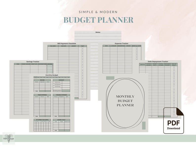 Simple Modern Budget Planner Printable | Minimalist Beige Sage ...