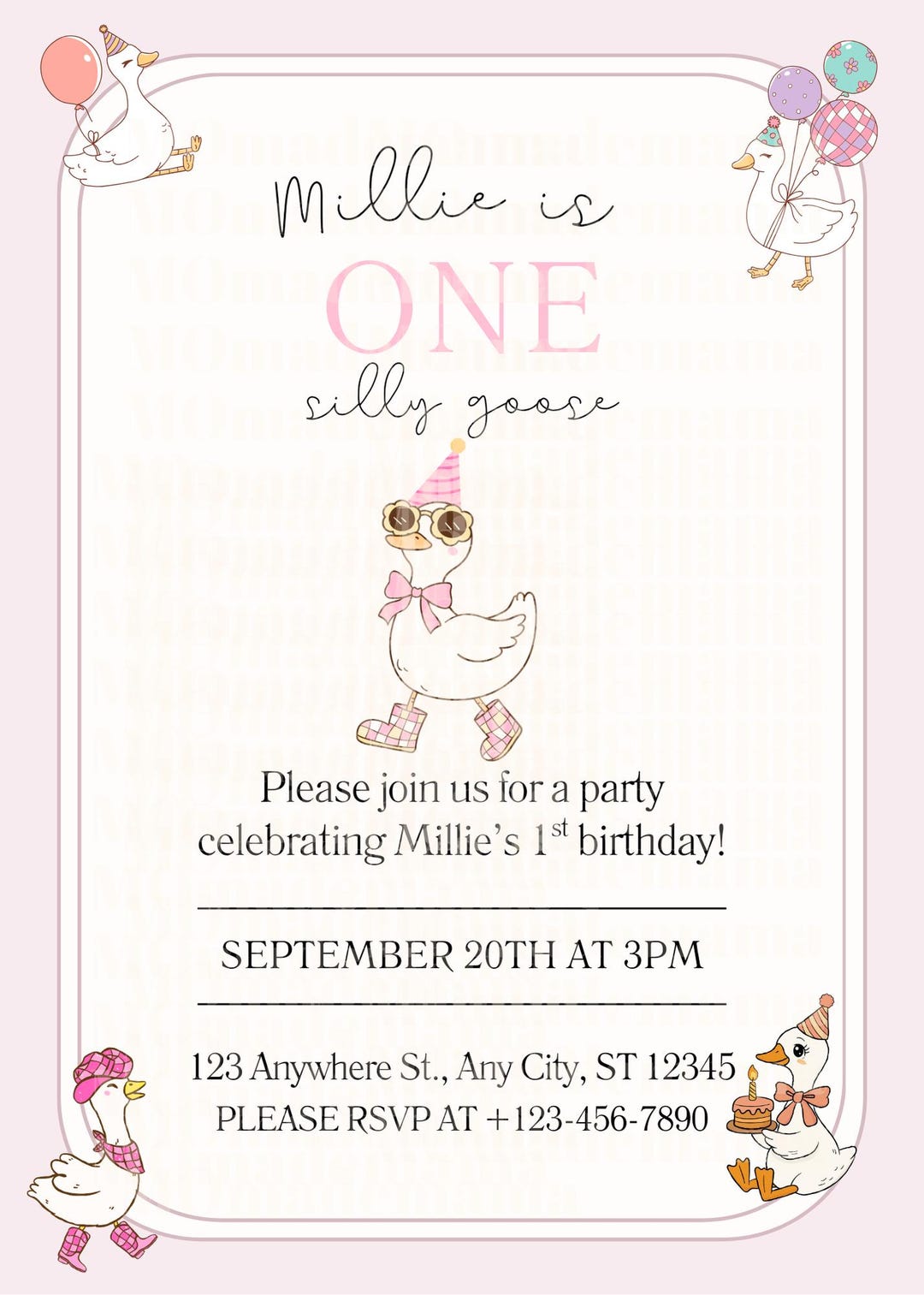 One Silly Goose Invitation Template - Etsy