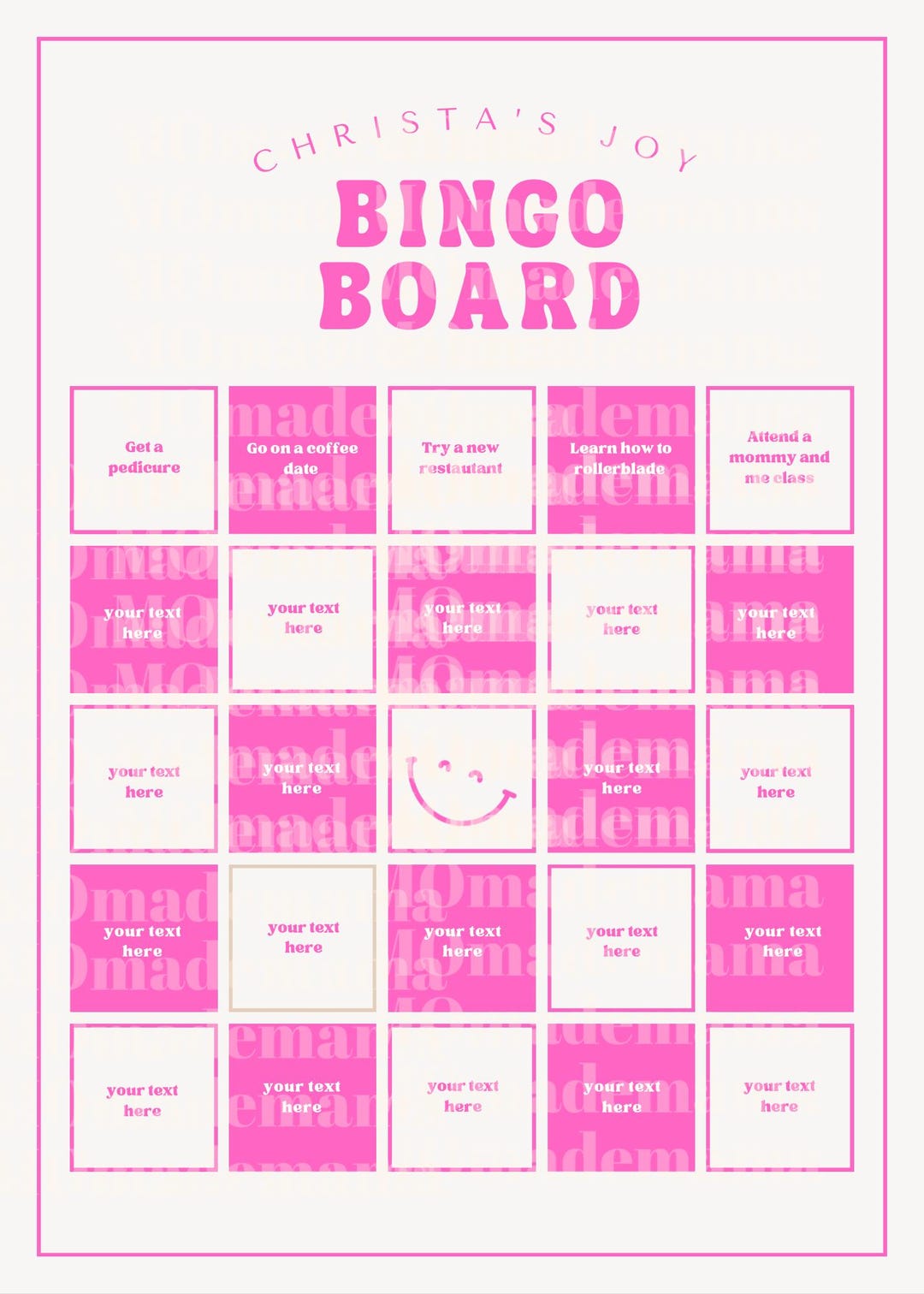 Joy Bingo Board Template - Etsy