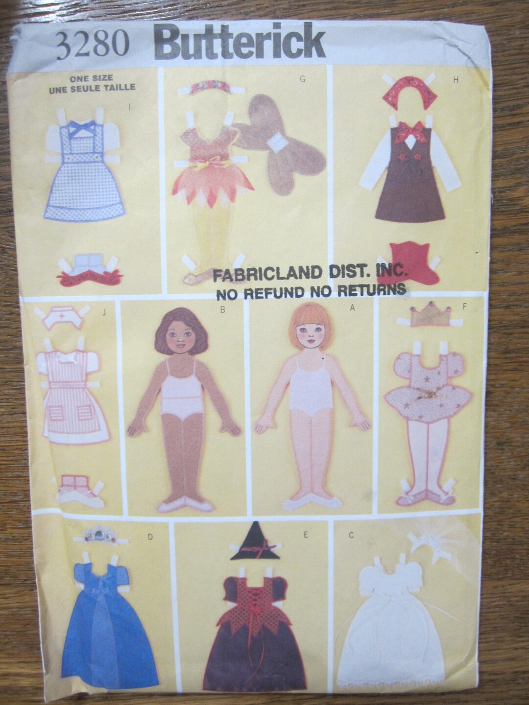 Uncut Fabric paper Doll & Clothes Pattern Butterick 3280 - Etsy