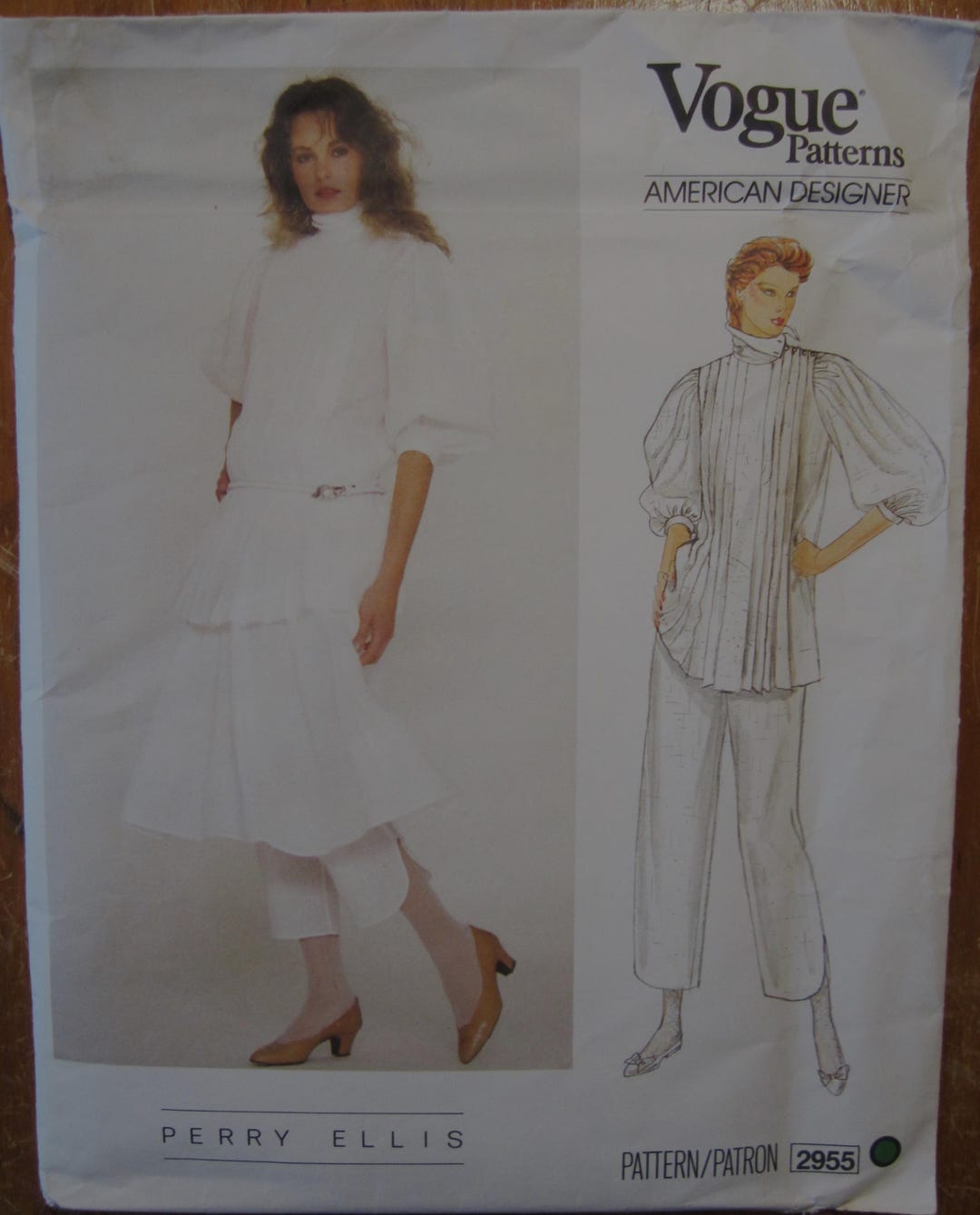 Vogue Pattern 2955 Blouse Skirt Pants Volume Sleeve Perry Ellis ...