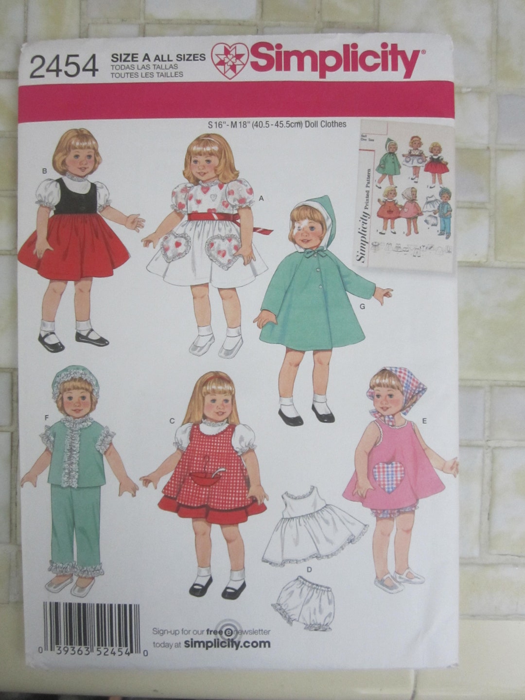 1618 Doll Clothes Pattern Simplicity 2454 Uncut Vintage 50s ...