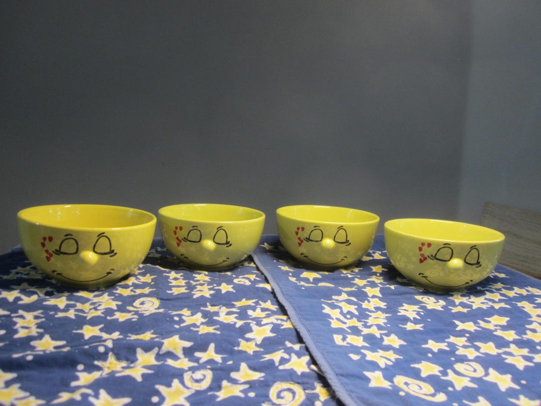 3D Funny Face Bowls Yellow Livingware Collection Dolce Vita Set of 4 ...