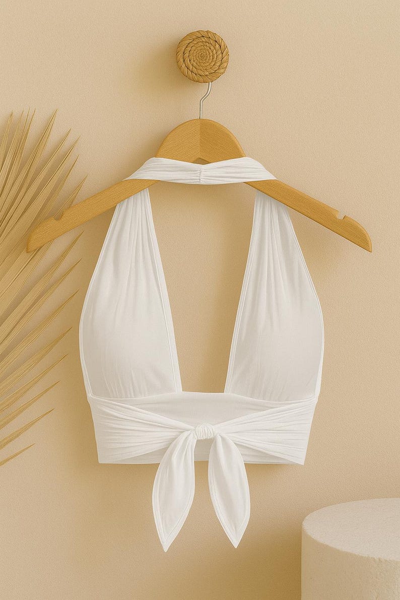 Pleated Halter Crop Top – Backless Summer Tank Top | Elegant ...