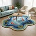 Fish Koi in the Pond Rug, Fluffy Natural Rug, Handmade Custom 3D Carpet ...