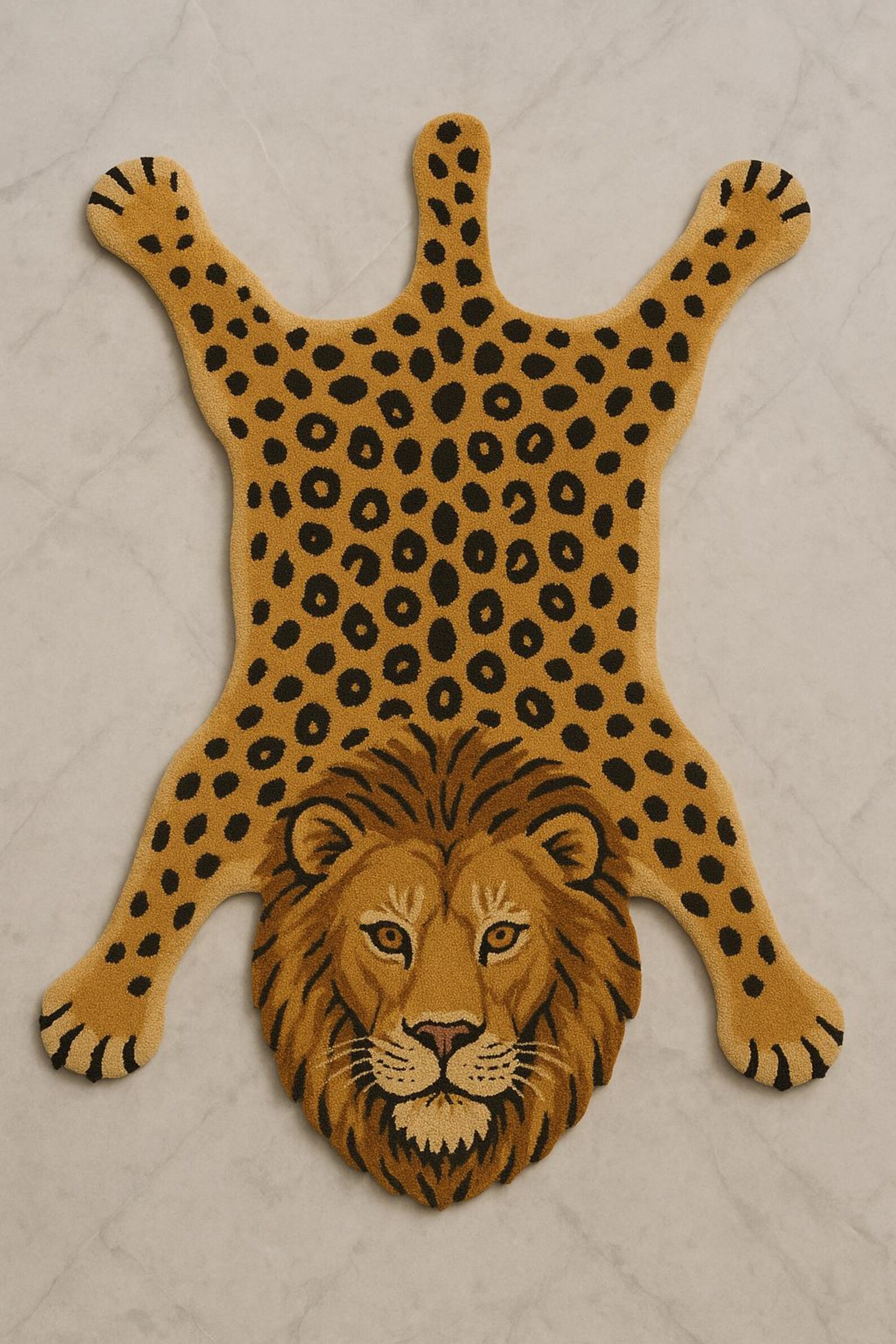 Hand-tufted Lion Rug: Regal Jungle King, 100% New Zealand Wool - Etsy