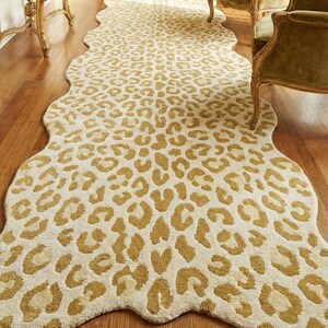 Handmade Premium Wool Leopard Runner | Modern Animal Print Hand Tufted ...
