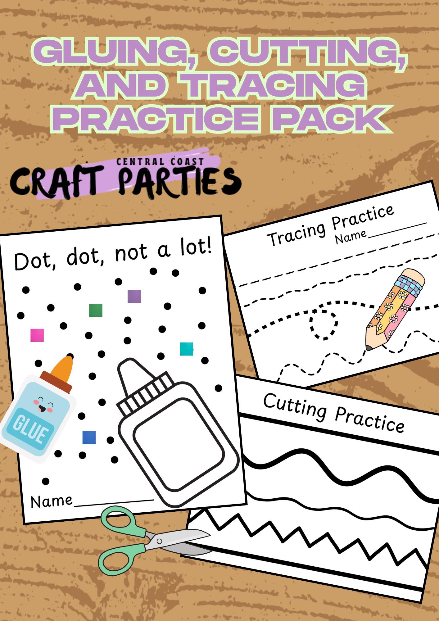 Preschool Skills Worksheet Bundle: Gluing, Cutting, Tracing (PDF ...