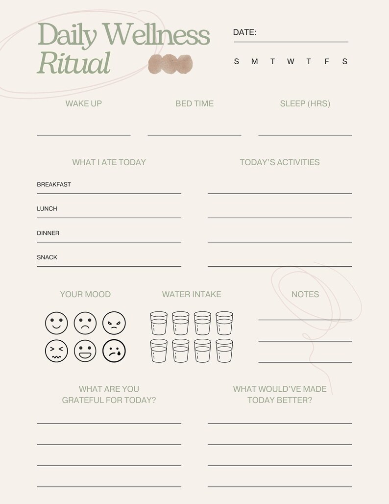 Printable Daily Wellness Planner – Self-care, Gratitude & Ritual ...