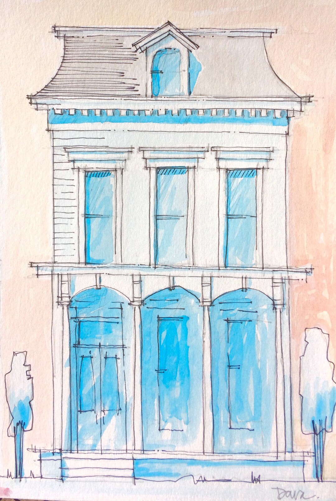 Water Color House Portrait 6 X 9, the Original Water Color Painting ...