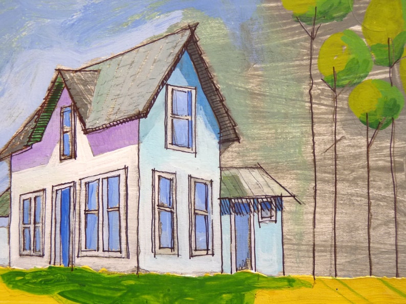 House on the Hill Painting 10 X 10 X 3/4 Inches Original Acrylic ...