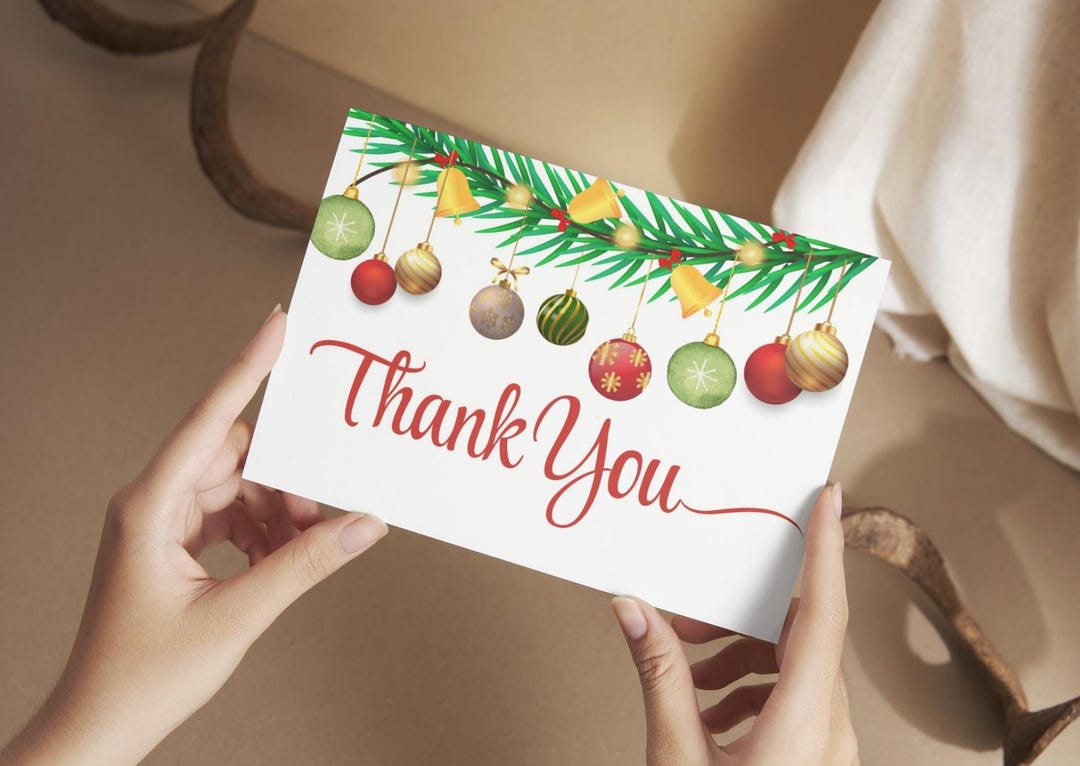 Thank You Card | Holiday Thank You Notes Digital | Winter Thank You ...