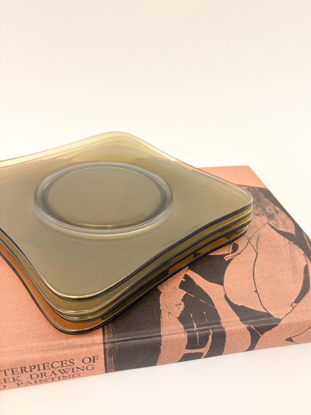 Vintage Smoky Black Rectangular Plate Set - Etsy