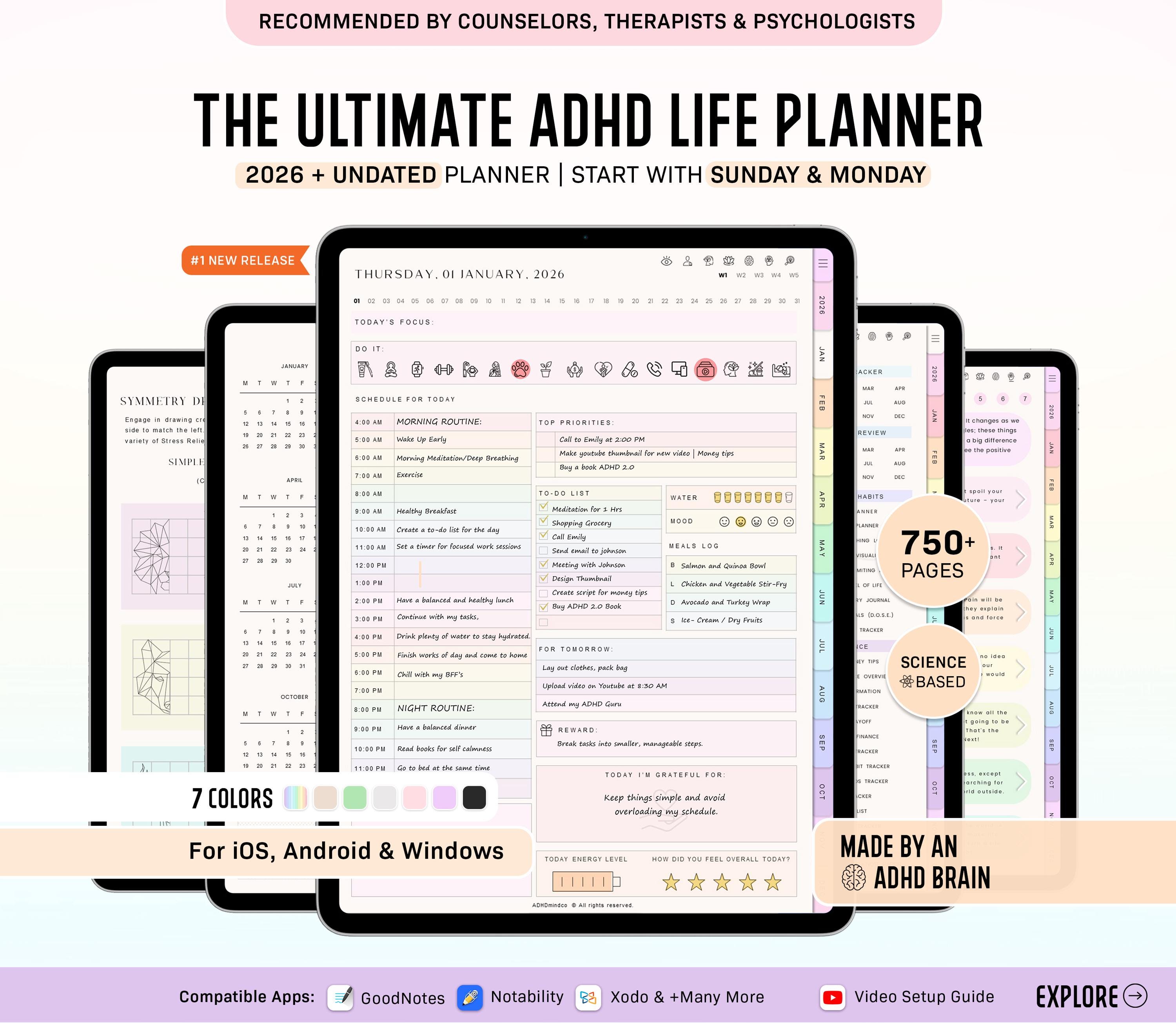 ADHD Digital Planner (made by an ADHD Coach) for Goodnotes, iPad ...