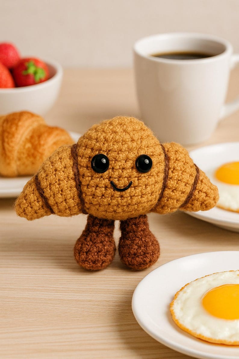 Cute Crochet Croissant Plush Amigurumi Food Toy Bakery Pastry Gift - Etsy