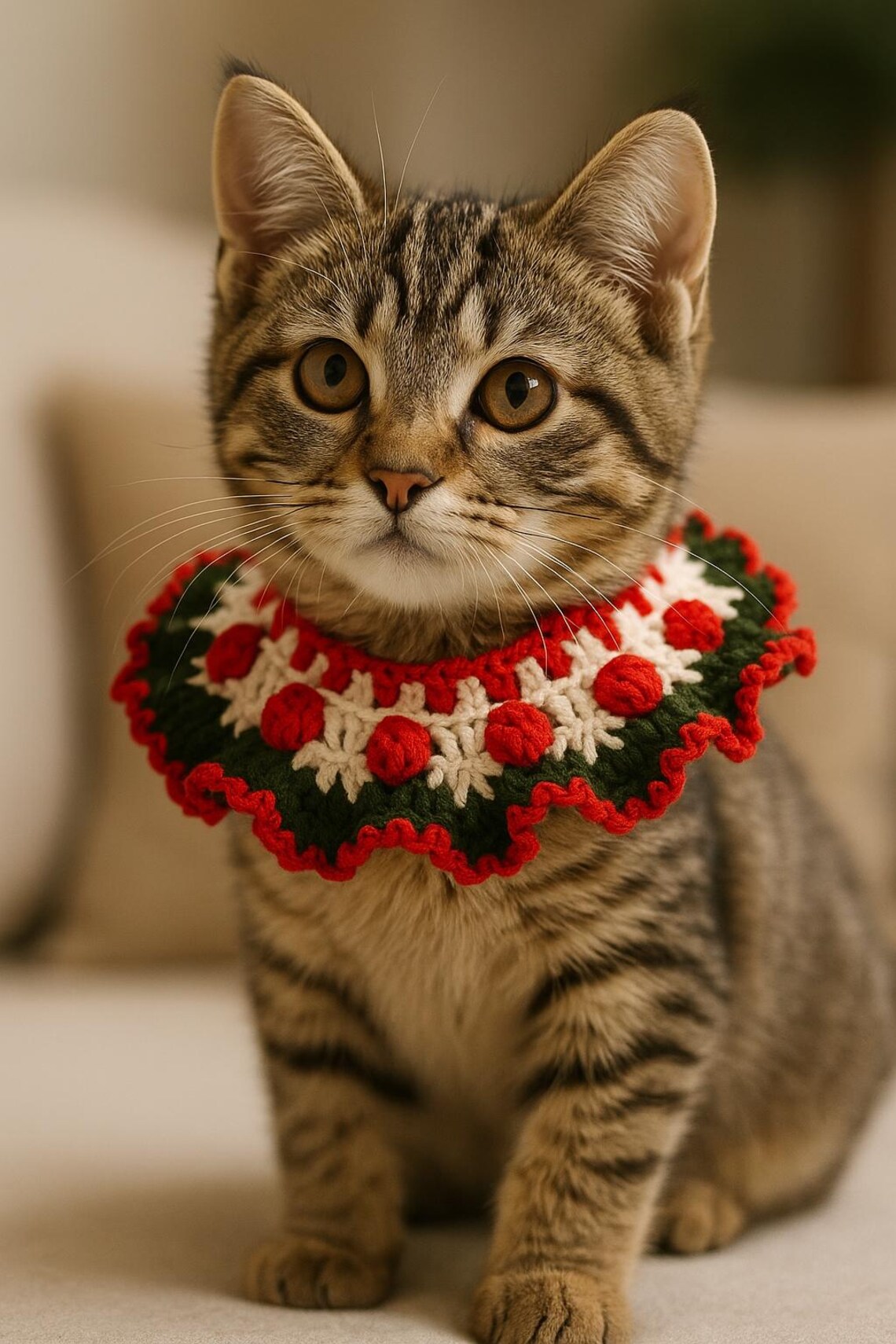 Cute Crochet Christmas Pet Collar Holiday Dog Cat Scarf Gift - Etsy