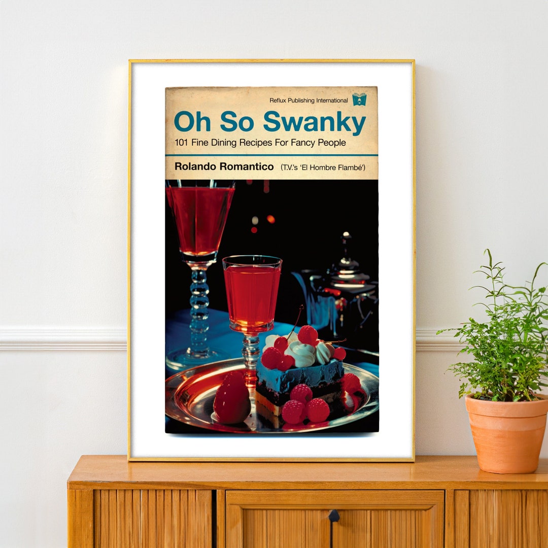 Oh so Swanky - Vintage 70s Cookbook Cover Art Print, Unique Kitchen ...