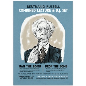 Bertrand Russell Lecture and DJ Set Poster, Philosopher Print, Gift for ...