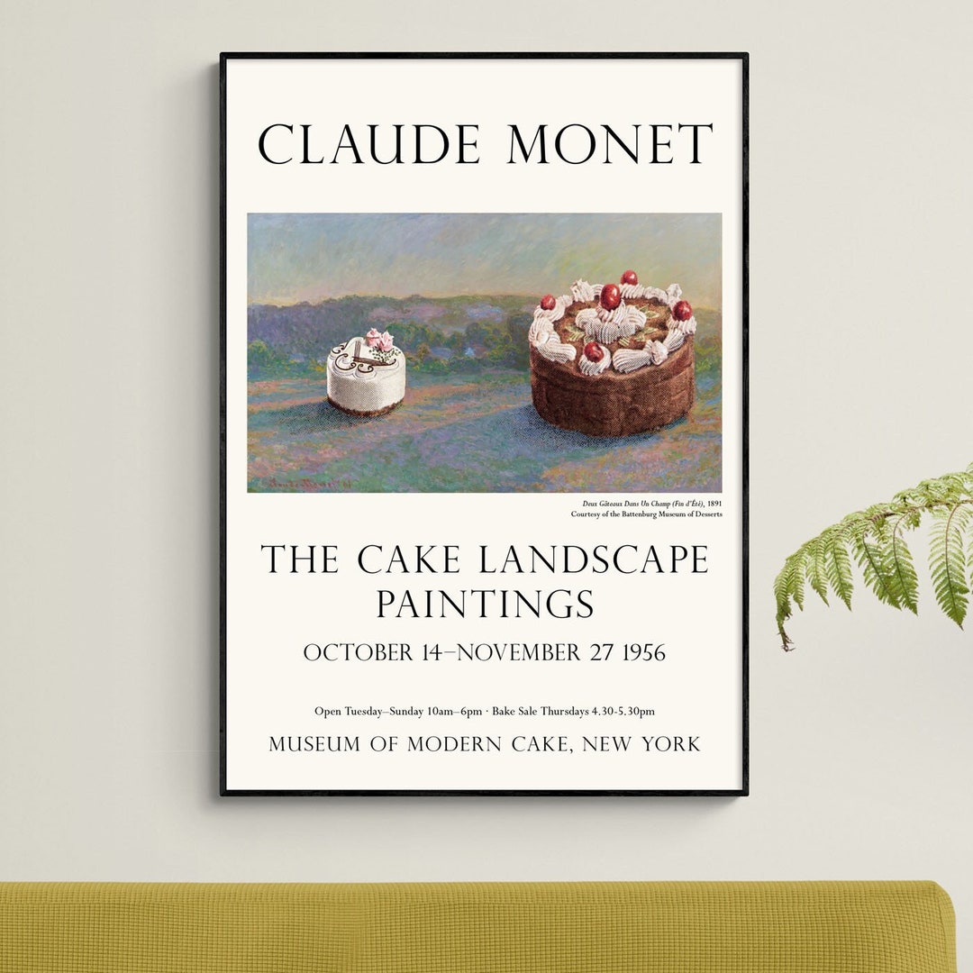 Claude Monet Cakes Exhibition Poster, Humorous Print for Cake Lovers ...