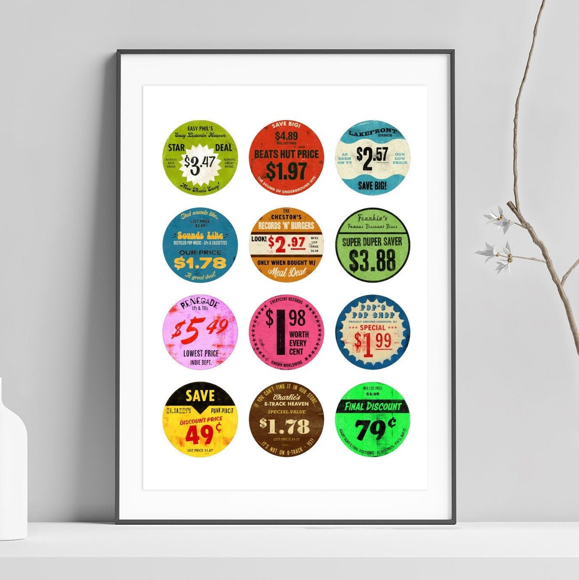 Album Cover Price Tag Sticker Collection Print Music Poster | Etsy