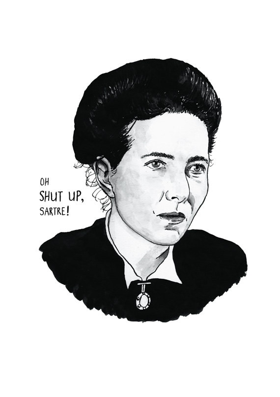 Simone De Beauvoir Literary Poster Print Great Writer Feminist - Etsy