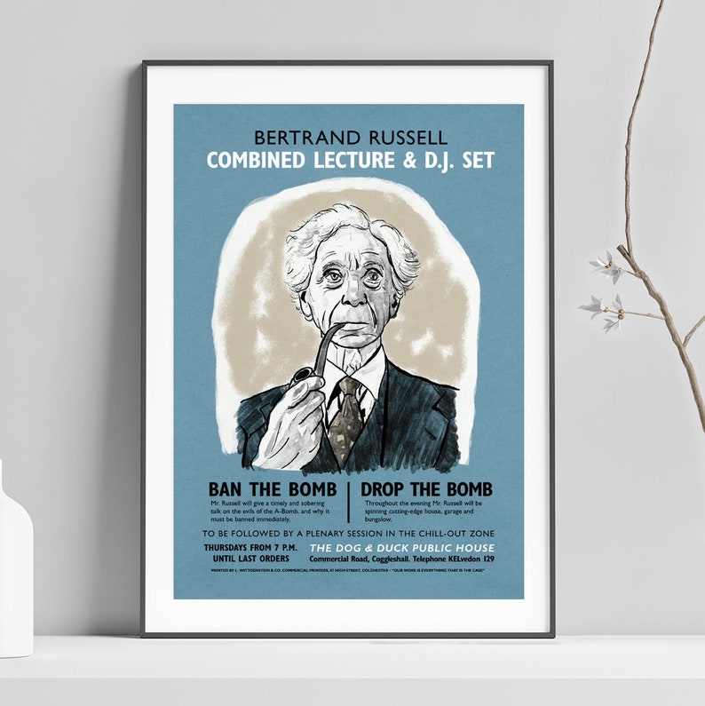 Bertrand Russell Lecture and DJ Set Poster, Philosopher Print, Gift for ...