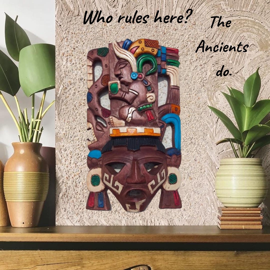 Aztec Mask Wall Art – God of Medicine “cit Bolon Tum” Carved Wood Decor ...