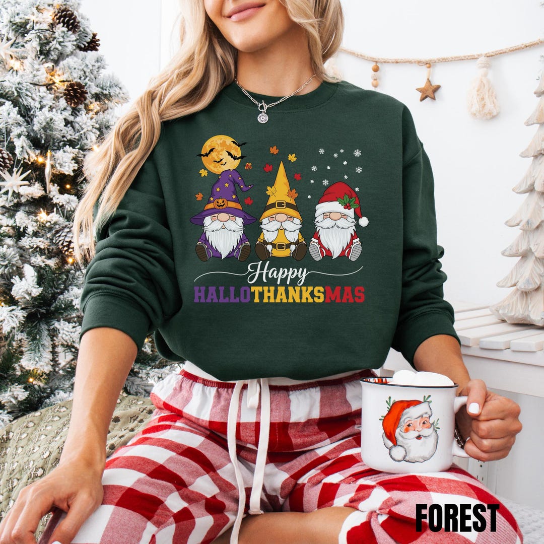 Happy Hallo Thanksmas Thanksgiving Cozy Gift Shirt,merry Cozy Gift ...