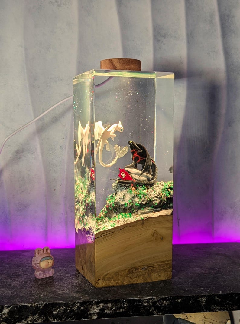 Toothless & Light Fury Dragon Resin Lamp, Romantic LED Night Light - Etsy