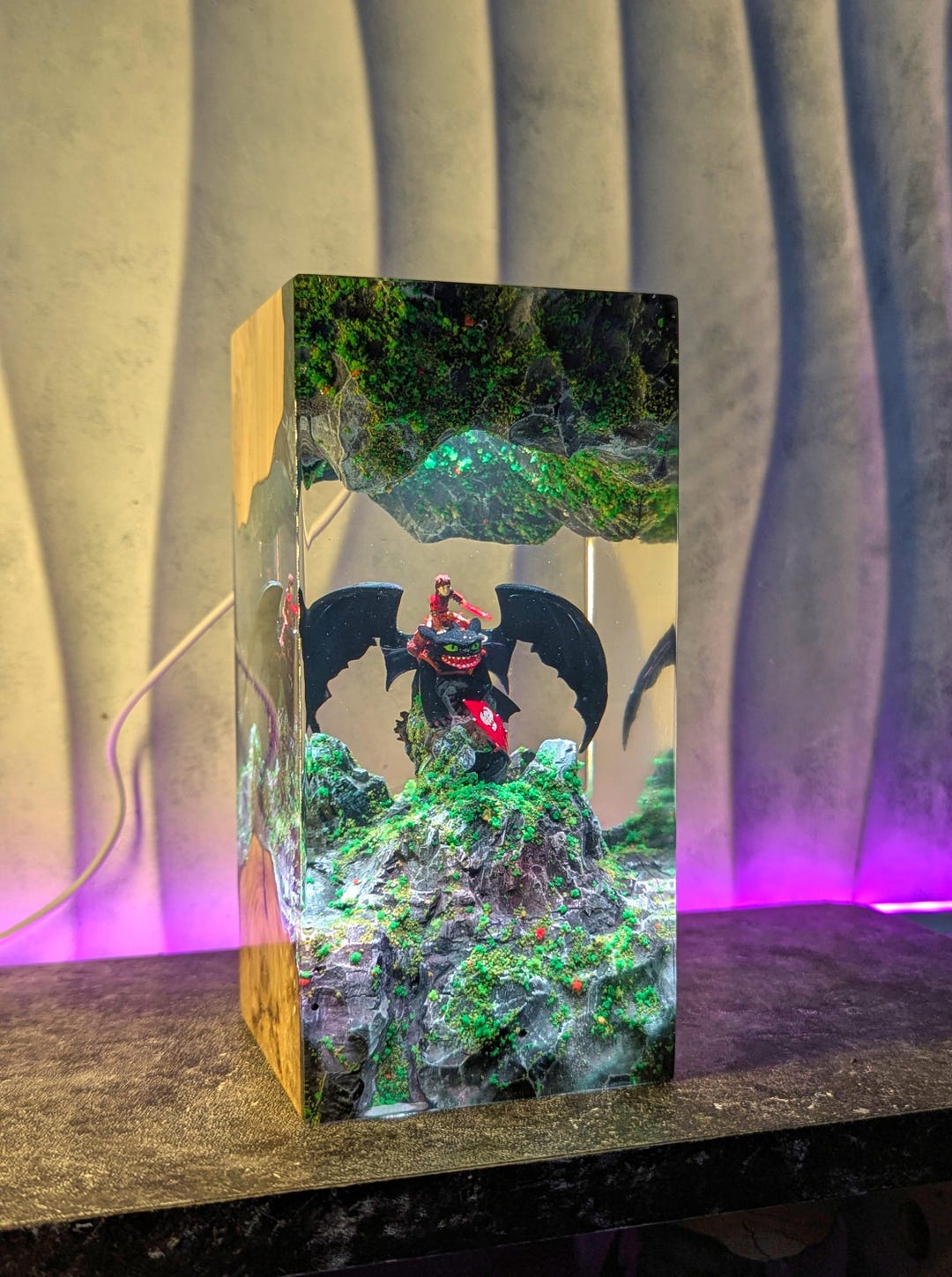 Night Fury Lamp, Toothless and Hiccup, Handmade Resin Dragon Art - Etsy
