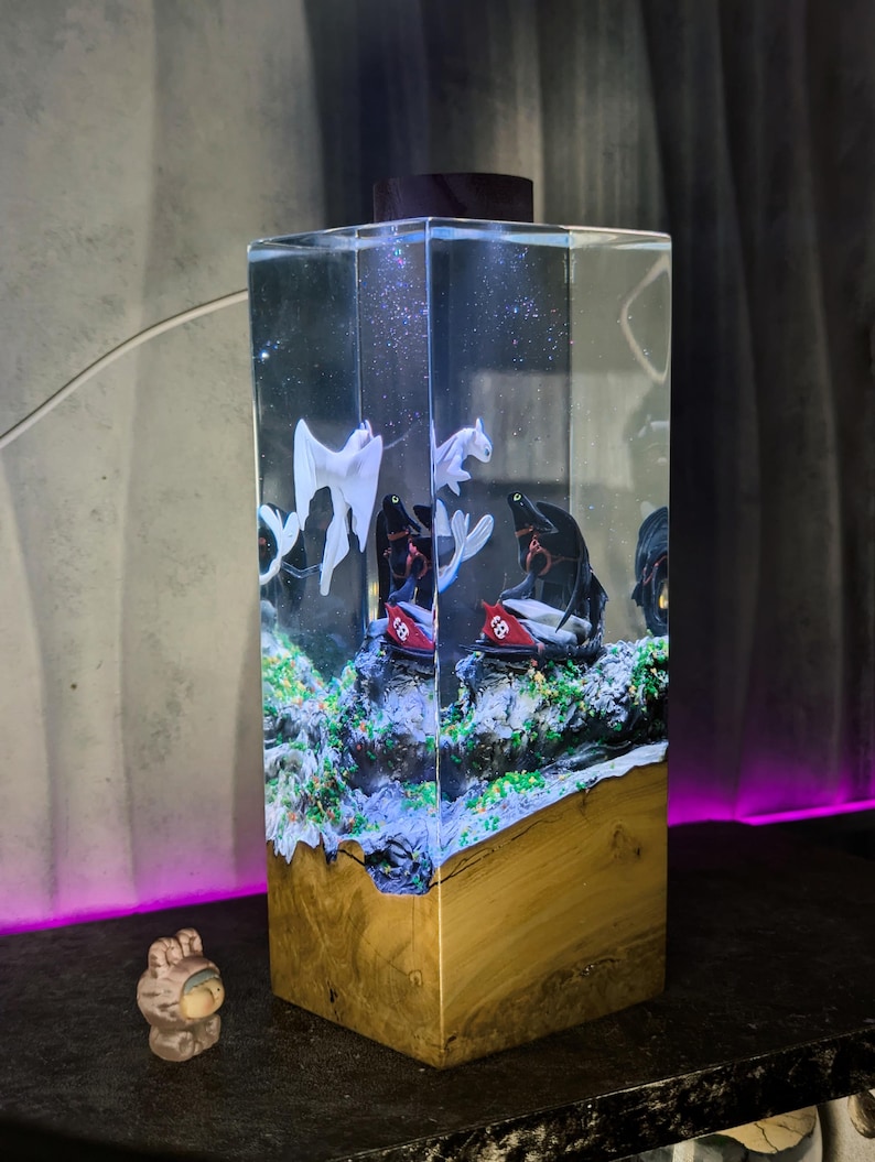 Toothless & Light Fury Dragon Resin Lamp, Romantic LED Night Light - Etsy