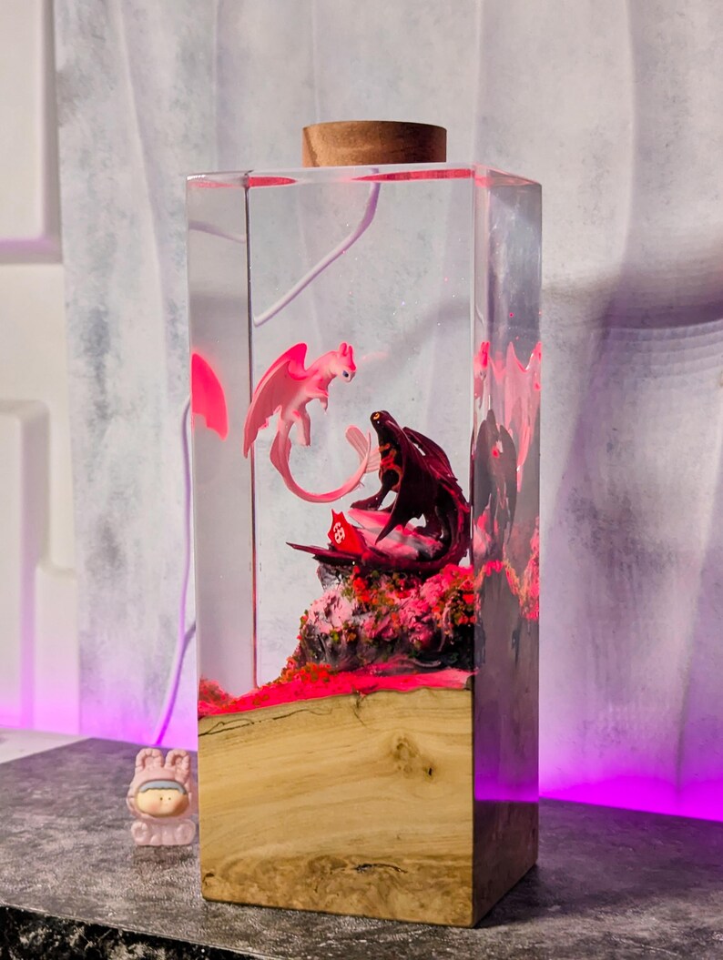 Toothless & Light Fury Dragon Resin Lamp, Romantic LED Night Light - Etsy