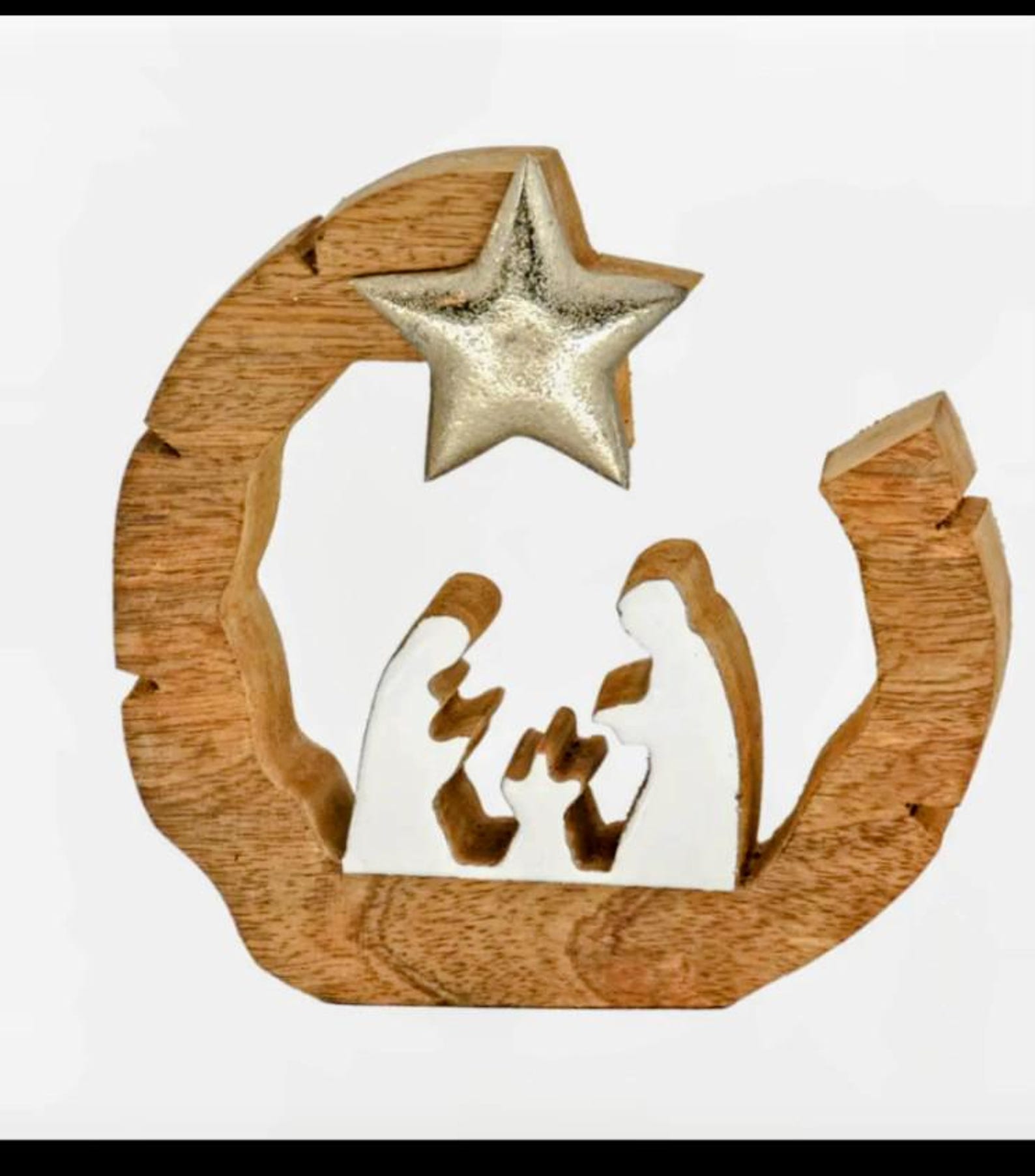 Mango Wood Nativity Scene: Rustic Christmas Manger Display - Etsy