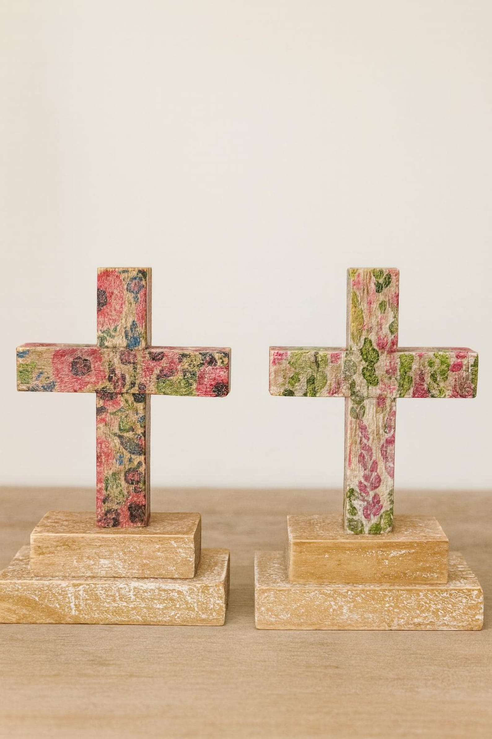 Floral Decoupage Wooden Cross: Rustic Christian Decor - Etsy