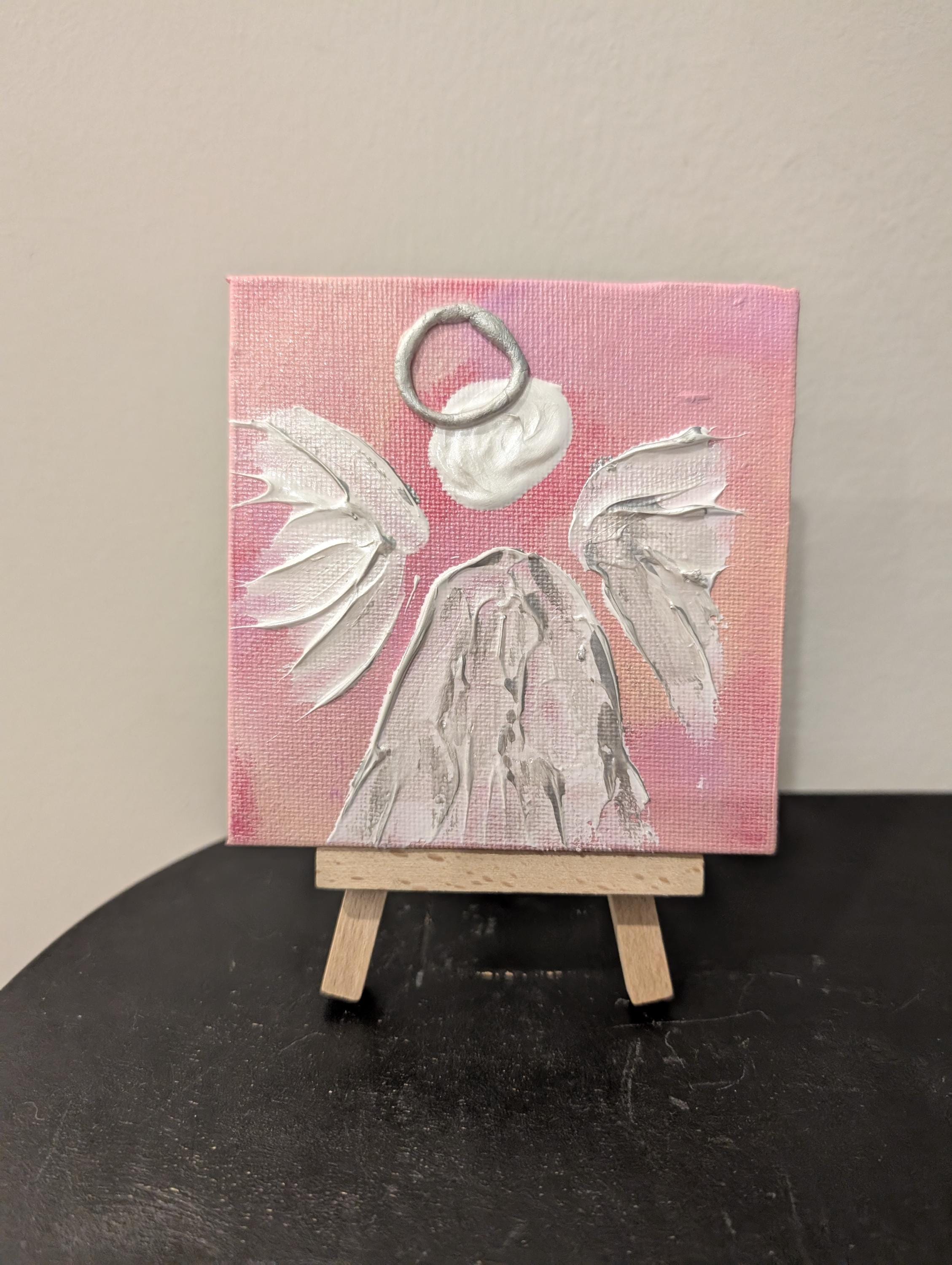 Mini Angel Painting on Canvas Pink Sky - Etsy
