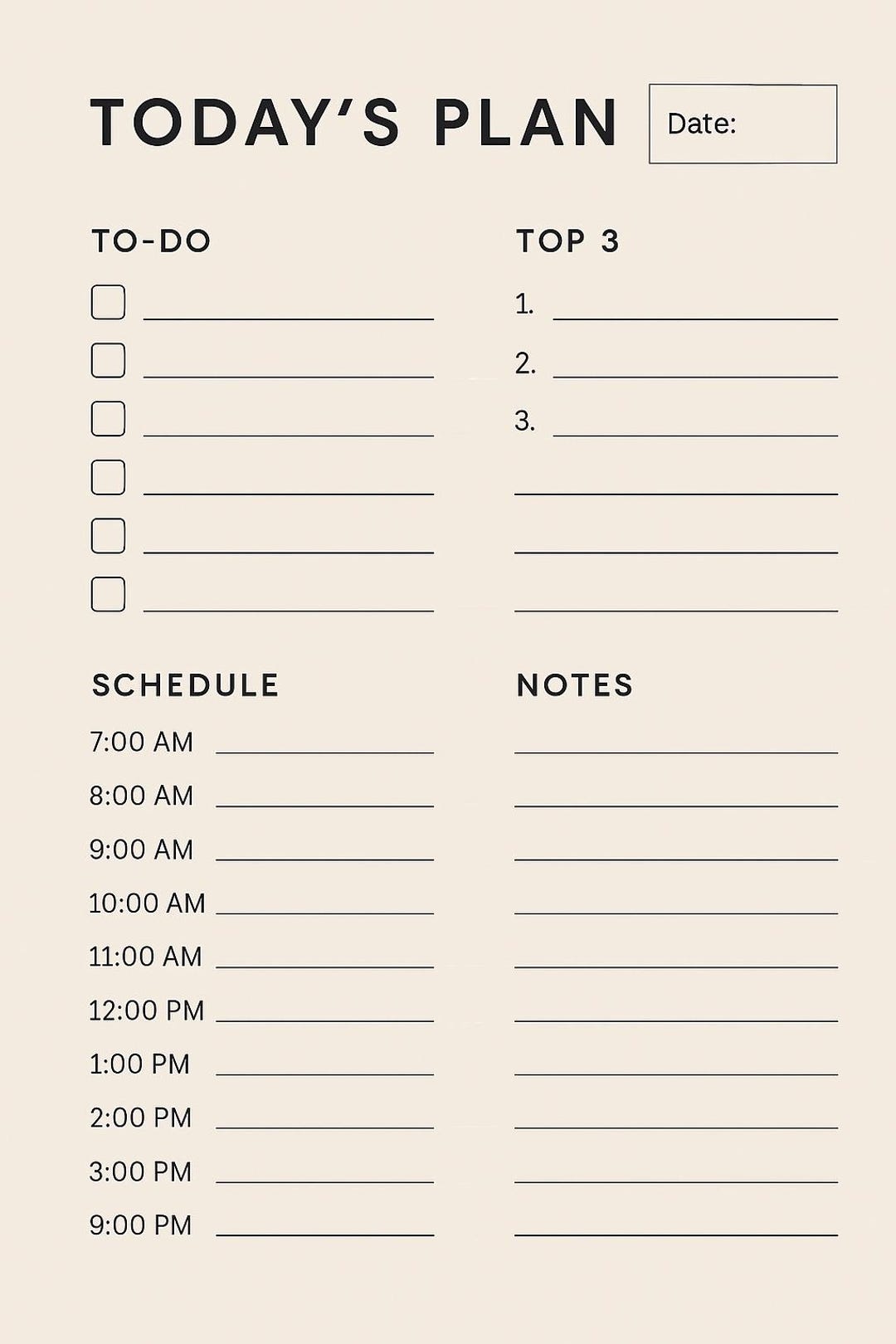 Printable Daily Planner | Minimalist 8x10 Digital Download” - Etsy
