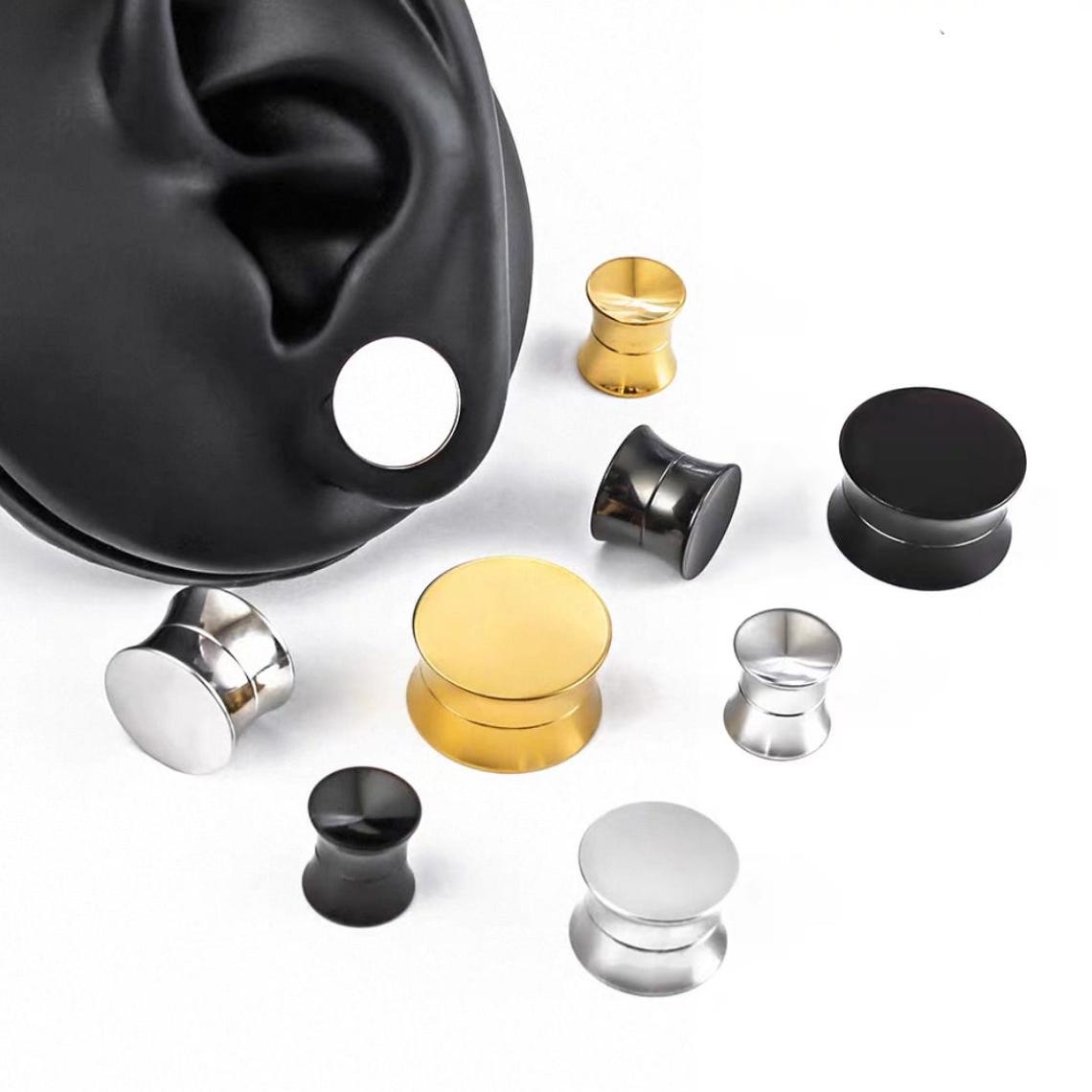 Double-flared Flat-concave Ear Plugs – Minimalist Punk Black Titanium ...