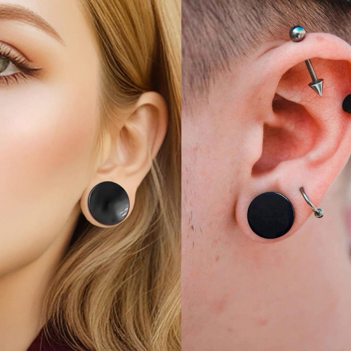 Double-flared Flat-concave Ear Plugs – Minimalist Punk Black Titanium ...