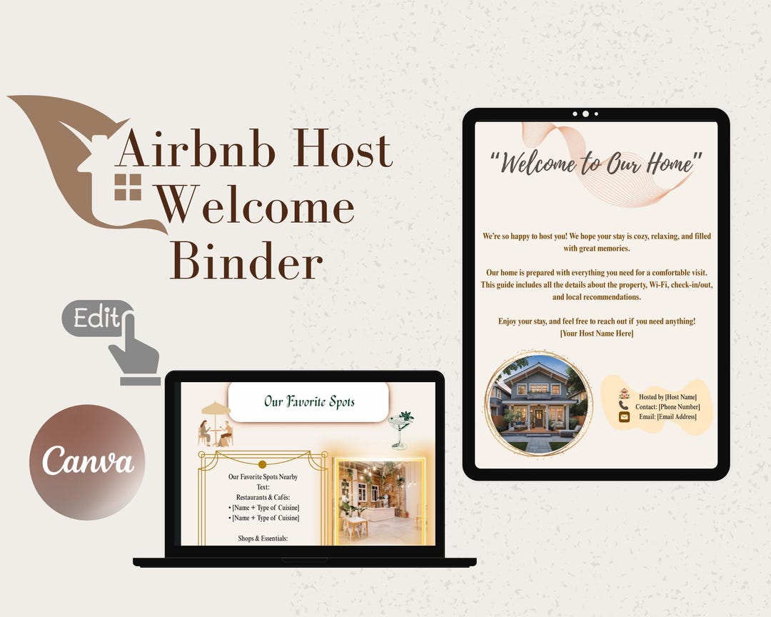 Airbnb Host Welcome Binder Template- Canva Editable PDF, Vacation ...