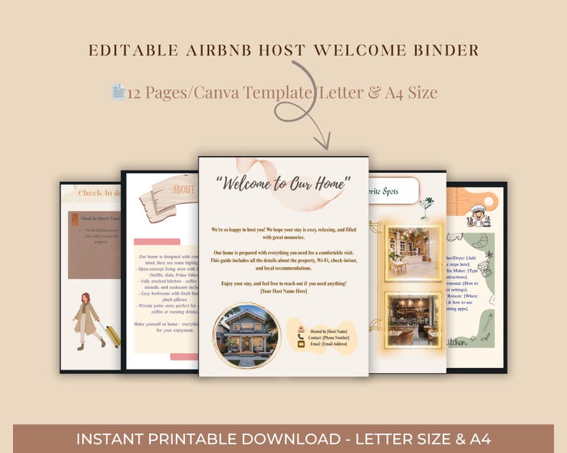 Airbnb Host Welcome Binder Template- Canva Editable PDF, Vacation ...