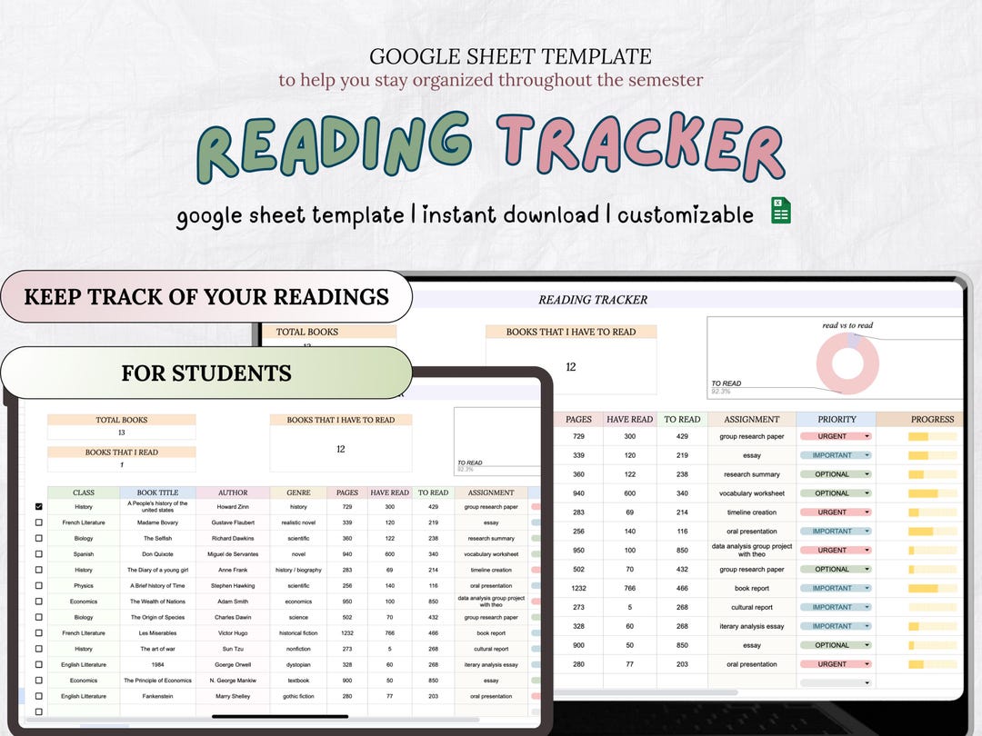 Student Reading Tracker: Pastel Google Sheets Book Journal (digital ...