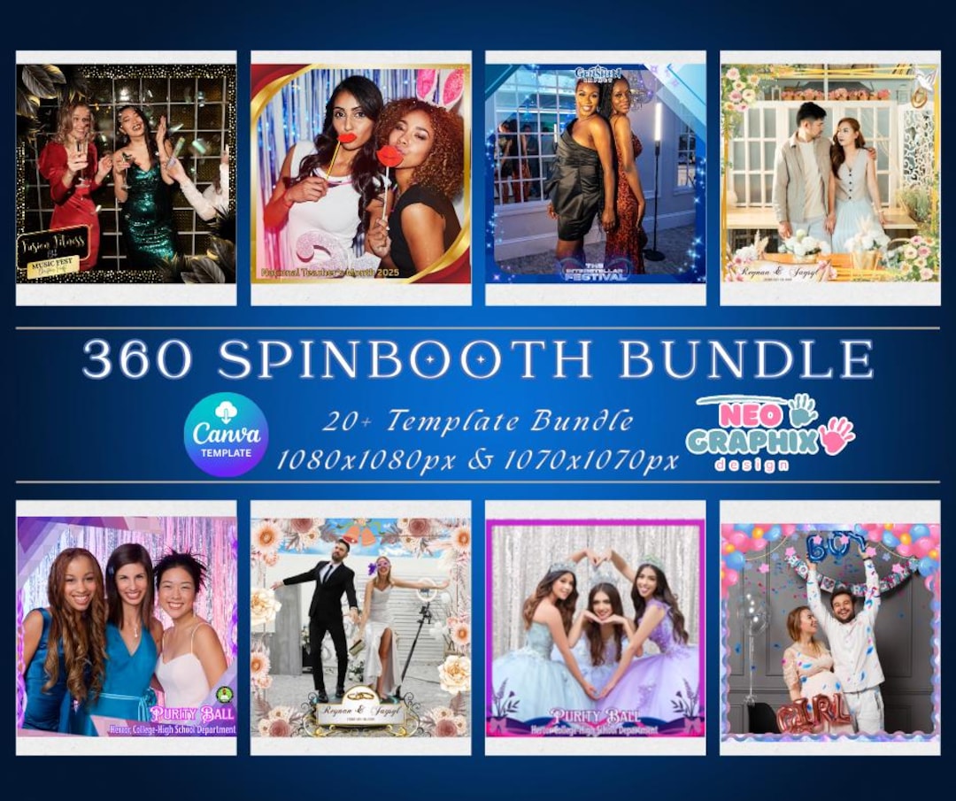 Editable 360 Photo Booth Overlay Templates: Canva Designs (digital ...